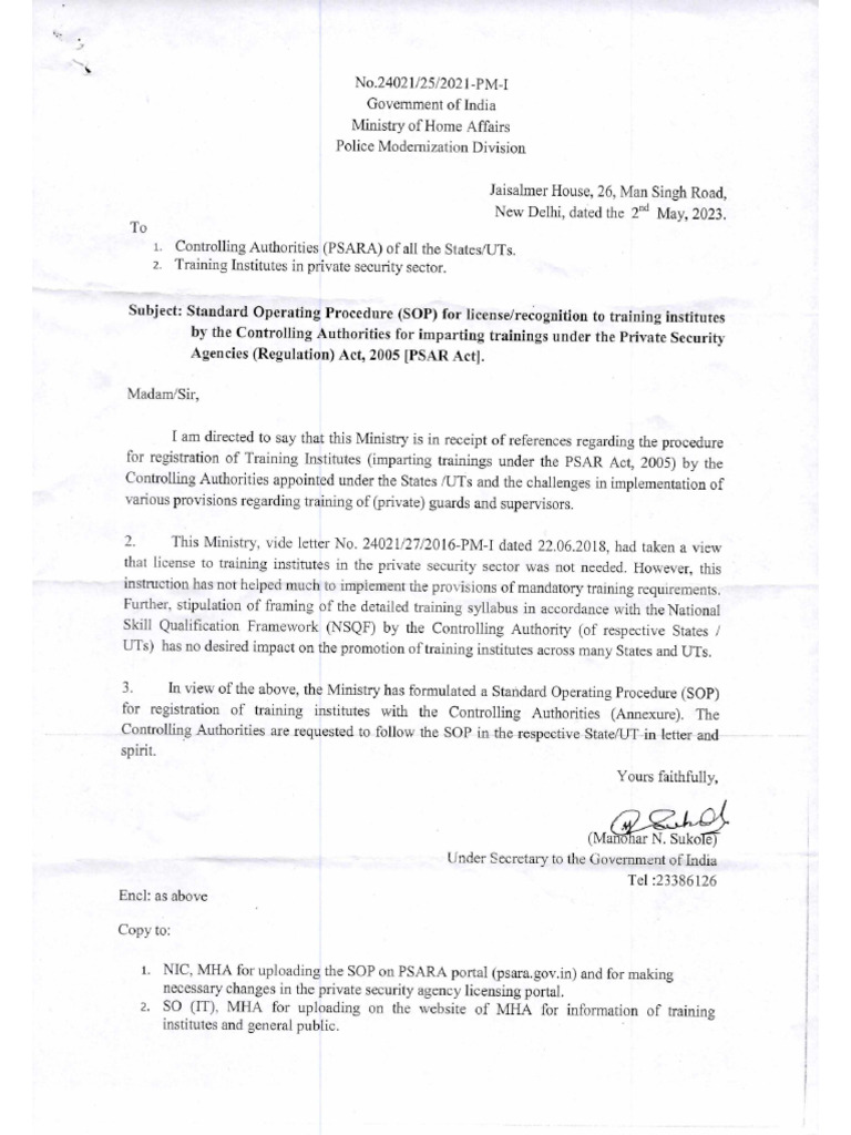 Sop 04052023 | PDF | Security Guard | License