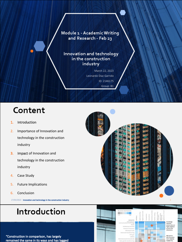 Module 1 - Academic Writing and Research - Feb 23 Innovation and Technology in The Construction ...