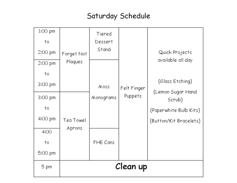 Saturday Schedule | PDF | Nature
