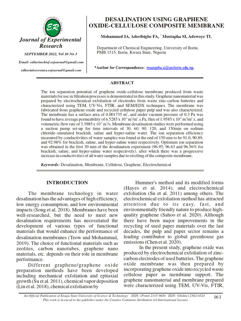 Mohammed Et Al. (2022) - Graphene-Cellulose | PDF | Graphene | Membrane Mohammed Et Al. (2022) - Graphene-Cellulose | PDF | Graphene | Membrane