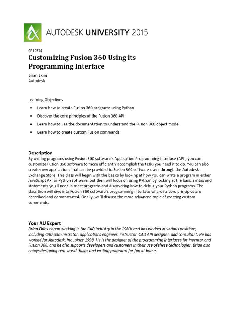 Customizing Fusion 360 With Api | PDF