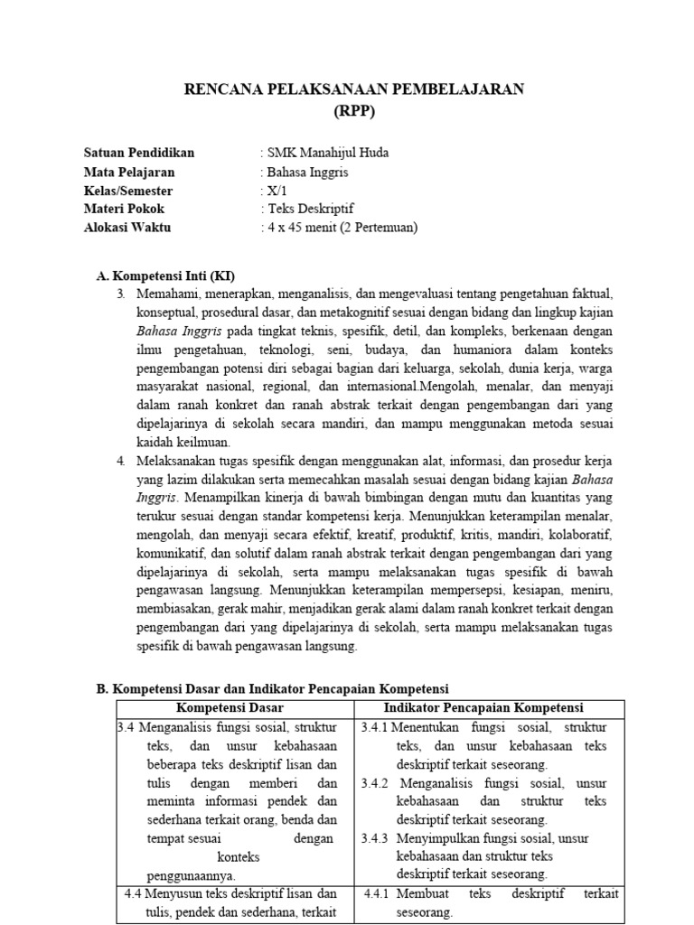 RPP Descriptive Text Mind Mapping | PDF | Sains & Matematika