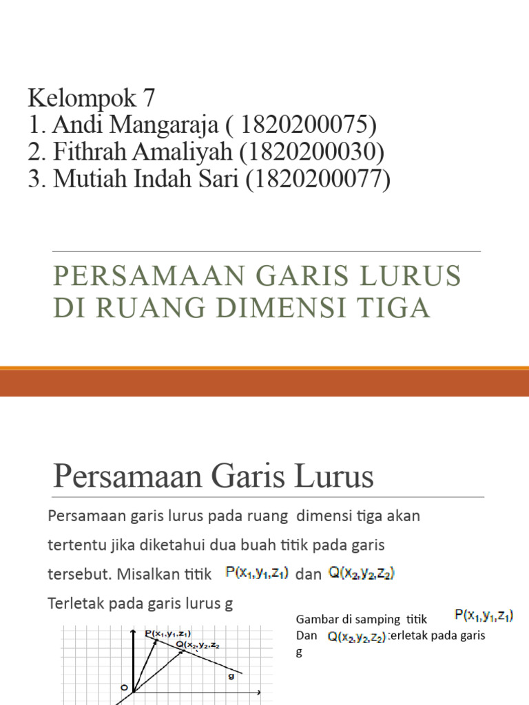 Persamaan Garis Lurus Dimensi Tiga | PDF