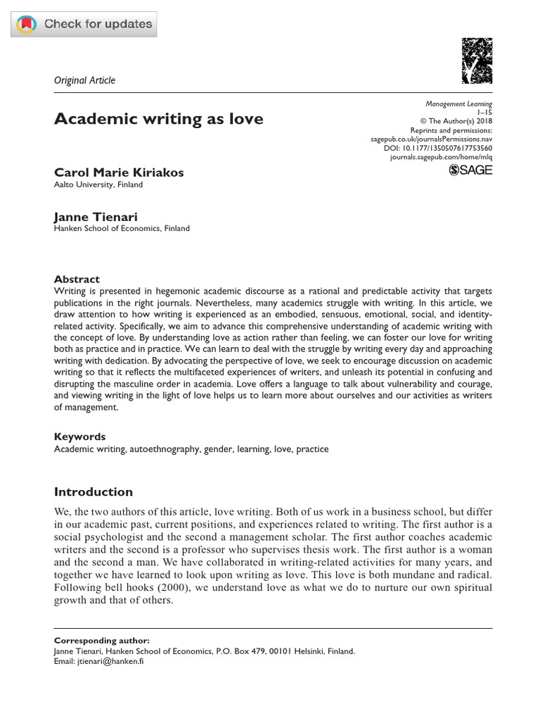 Artikel Academic Writing 2 | PDF | Love | Experience