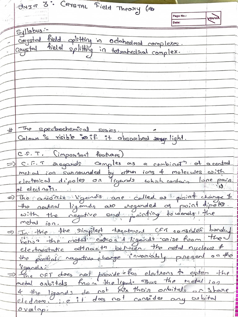 Unit 03 - Crystal Field Theory | PDF