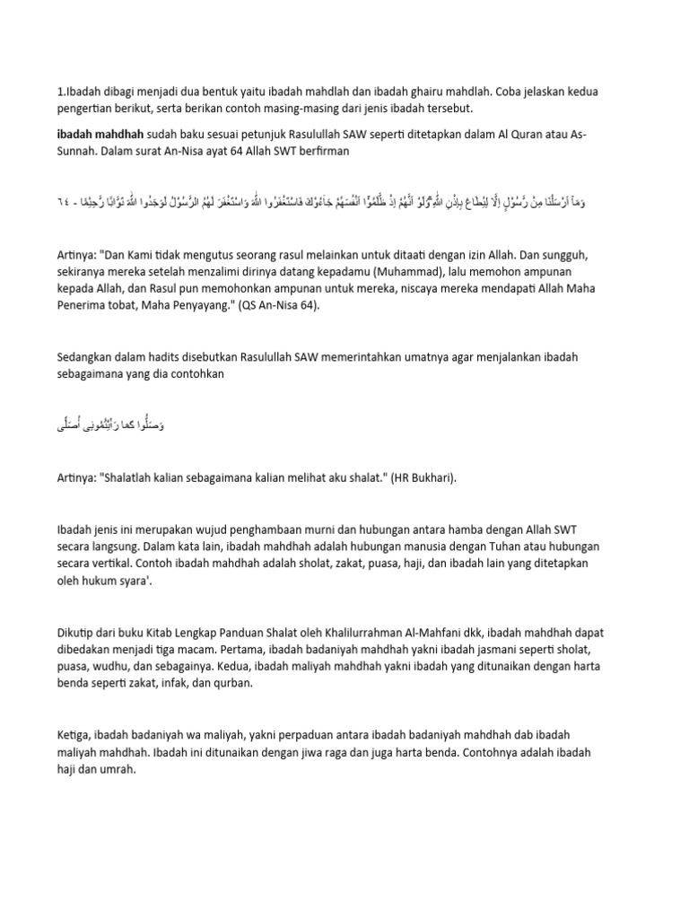 Memahami Ibadah Mahdah dan Ghairu Mahdah | PDF