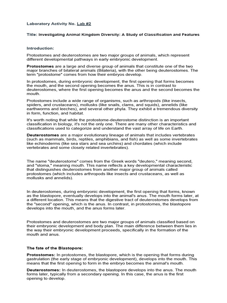 Chart Table For Learning Task 2.2.1 - 1663568056 | PDF | Mouth | Zoology