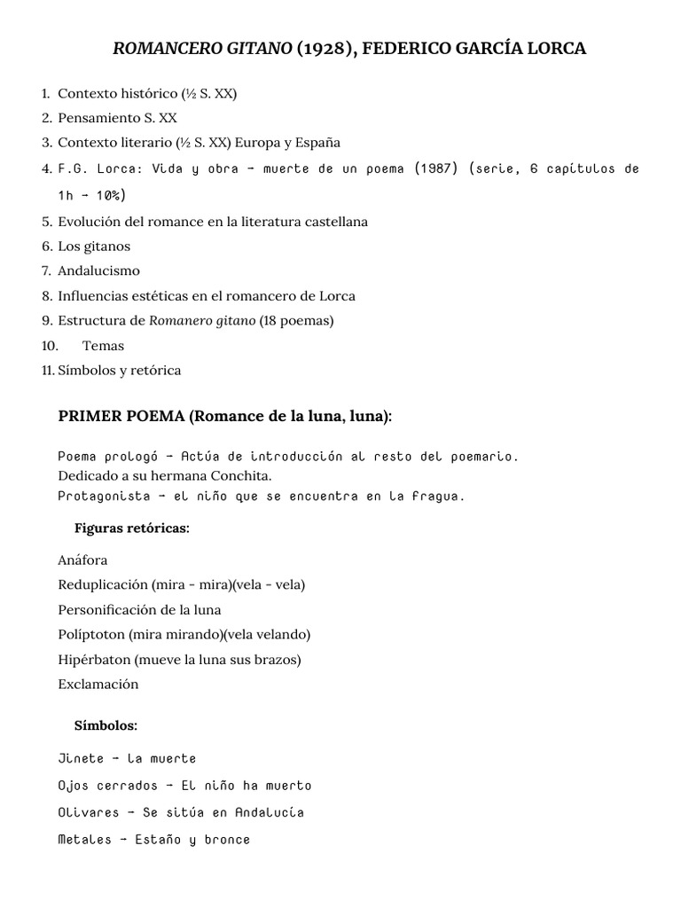 Romancero Gitano (1928), Federico García Lorca | PDF | Federico García Lorca