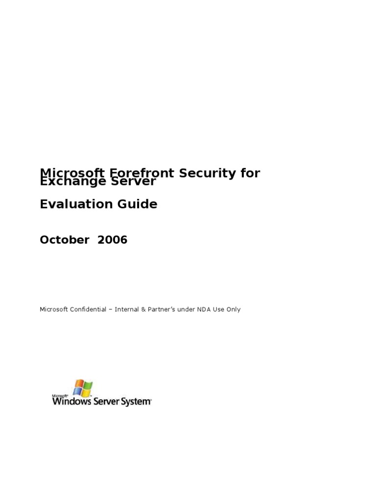 Forefront Security For Exchange Server Evaluation Guide | PDF | Computer Virus | Antivirus Software
