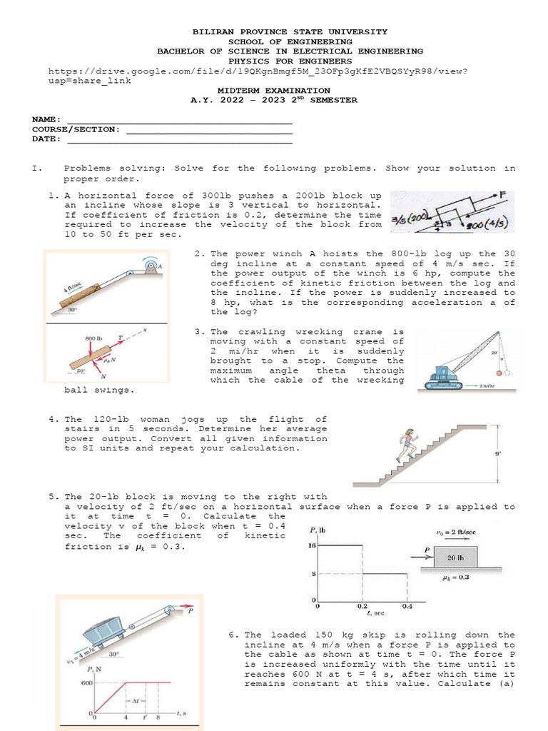 Midterm Examination Physics | PDF | Force | Newton's Laws Of Motion
