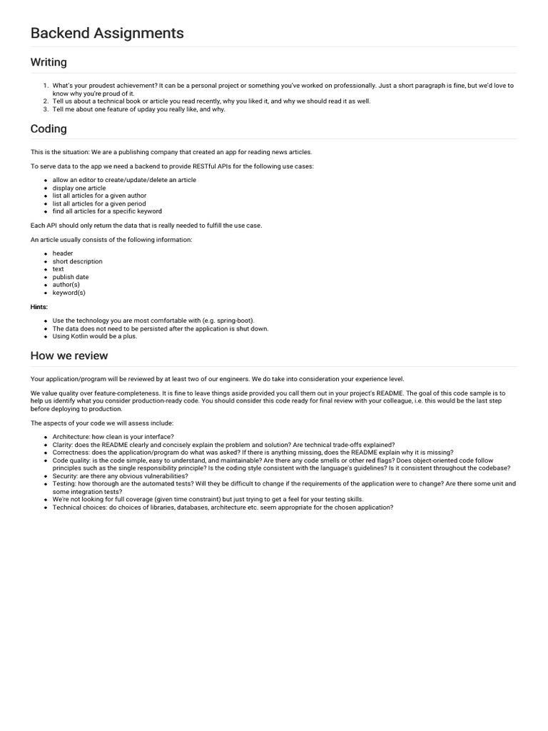 Backend Assignment | PDF