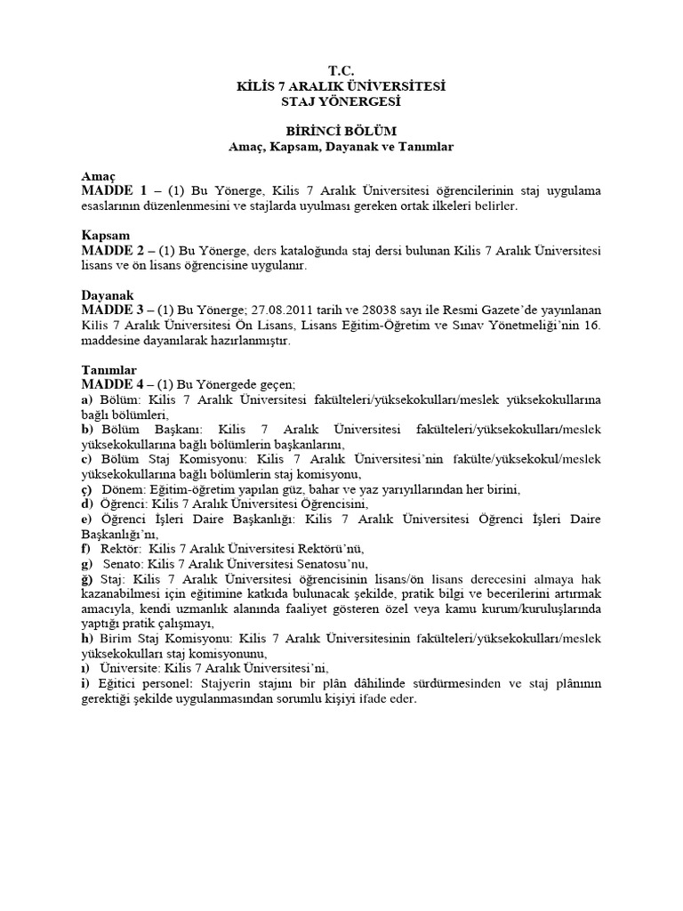 2 - Staj Yönergesi | PDF