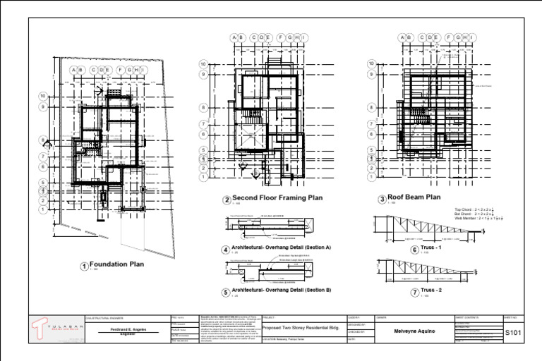 Second Floor Framing Plan 2 Roof Beam Plan 3: AB C DE F GH I AB C DE F GH I | PDF