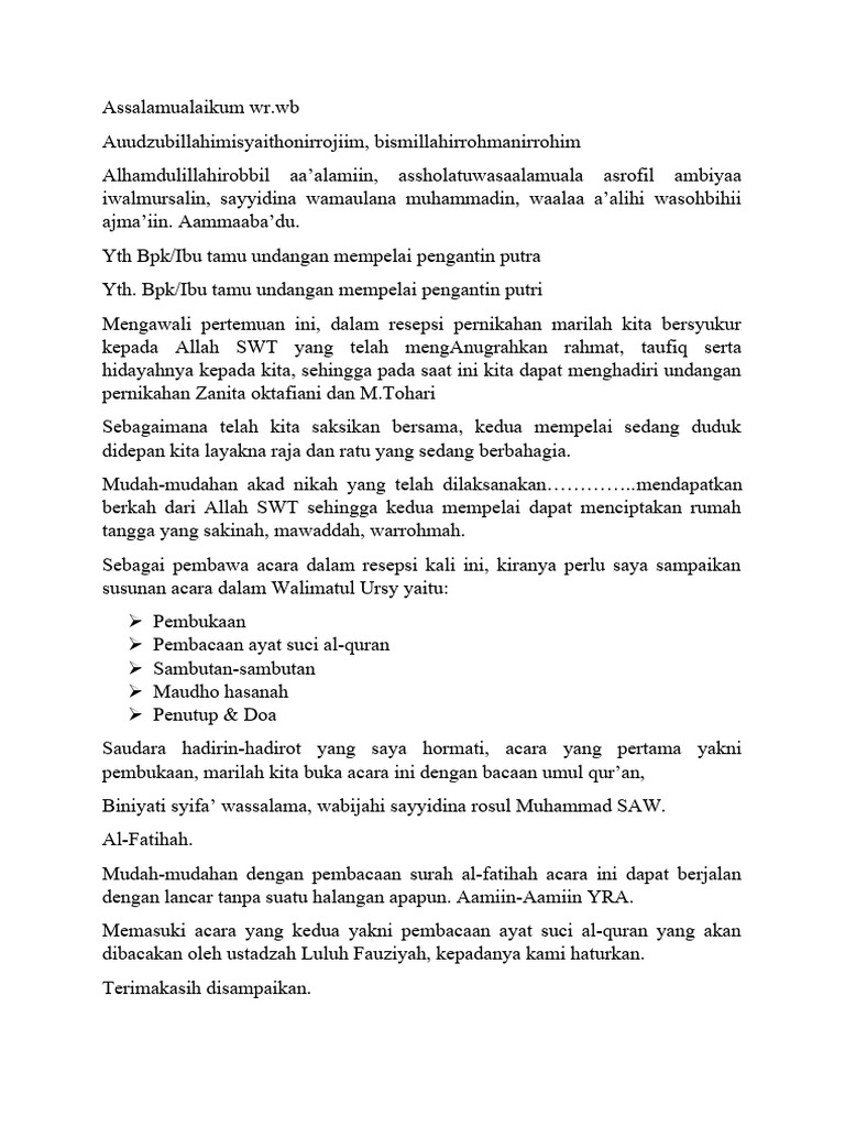 MC Walimatul Ursy | PDF