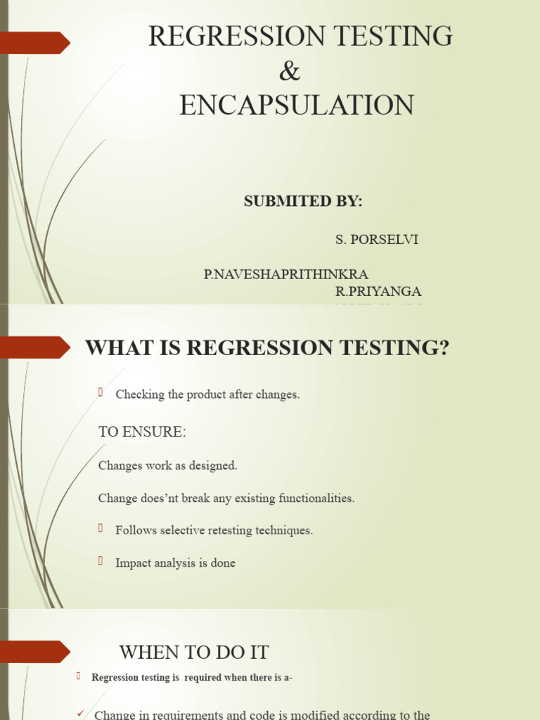 Regression Testing And Encapsulation Pdf Computer Engineering