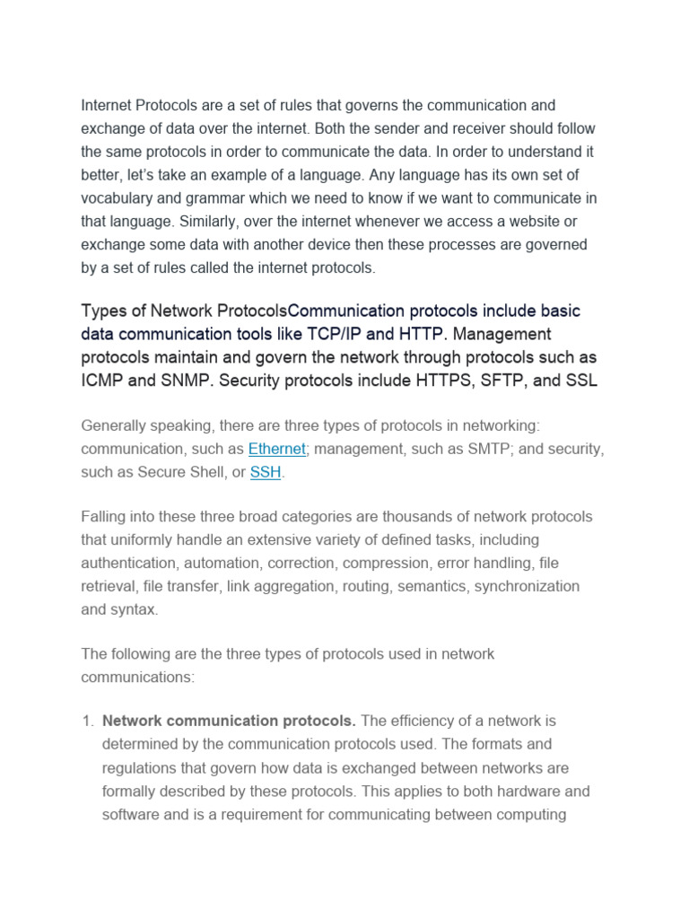 Internet & Network Protocols & Types | PDF | Computer Network | Internet Protocol Suite