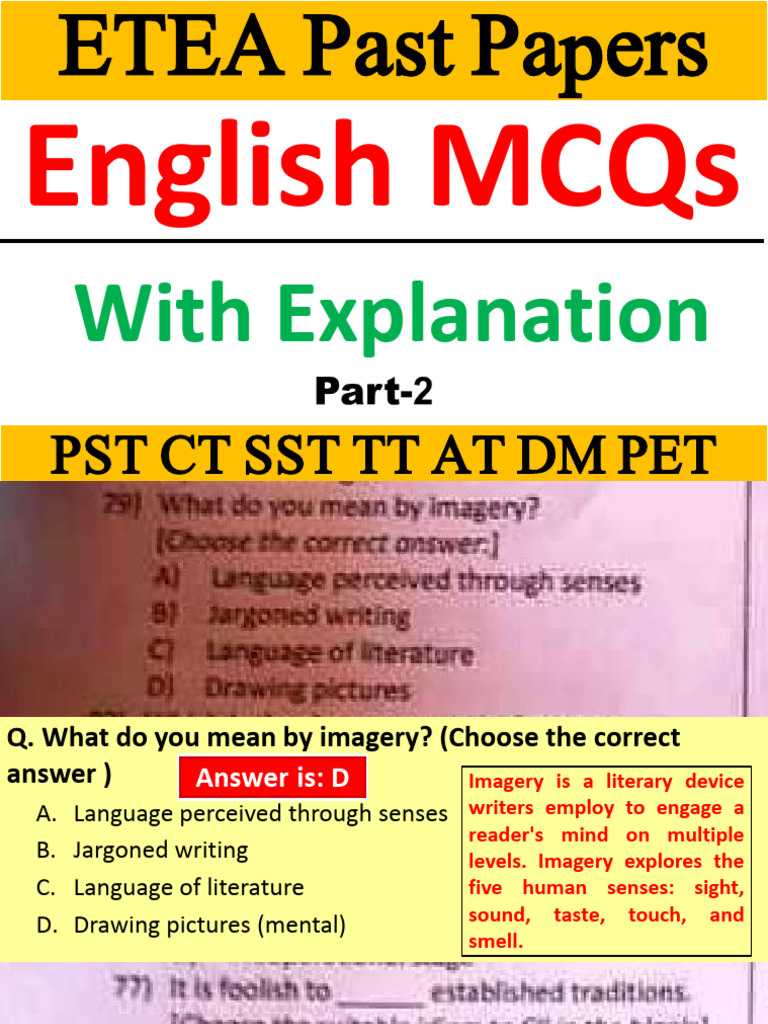 ETEA English MCQs with Answers | PDF | Art