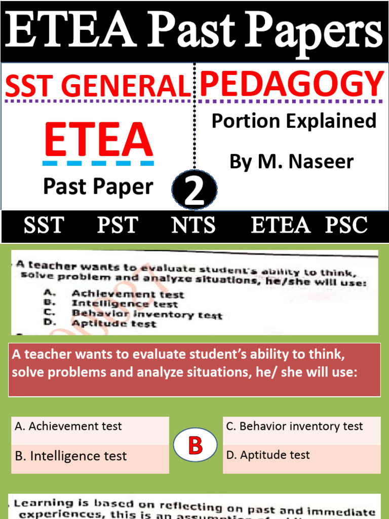 ETEA Pedagogy Past Papers 2 | PDF | Career & Growth | Computers