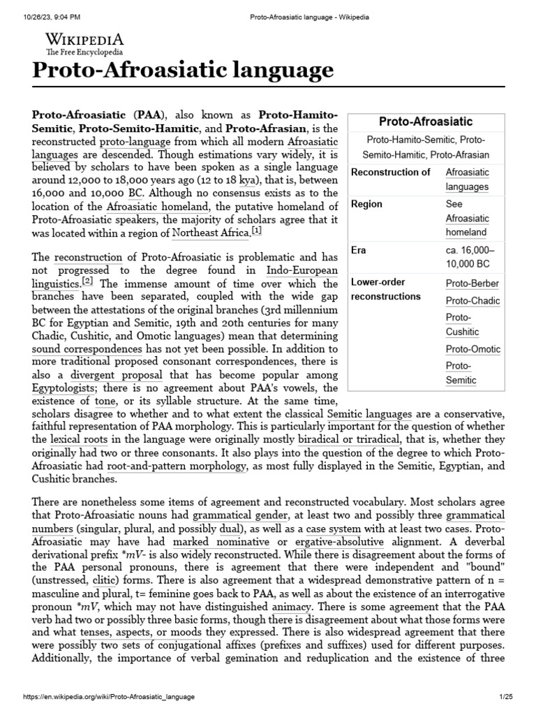 Proto-Afroasiatic Language | PDF