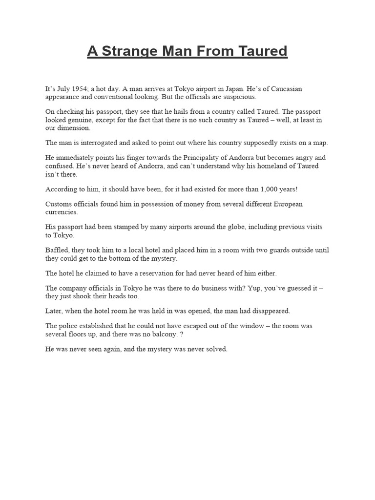 A Strange Man From Taured | PDF