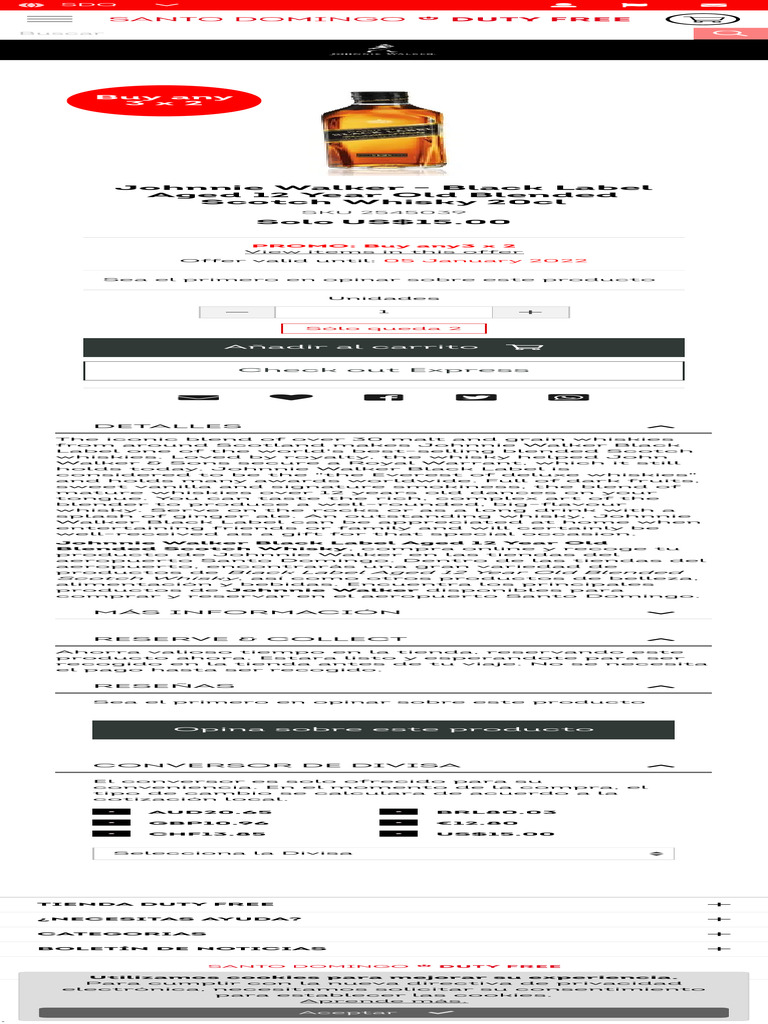 Johnnie Walker Black Label Aged 12 Year Old Blended Scotch Whisky 20cl ...