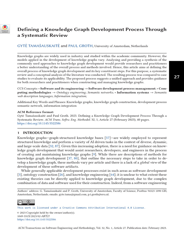 Defining A Knowledge Graph Development Process Through A Systematic ...