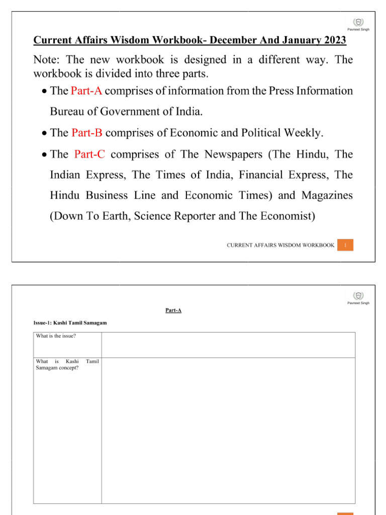 Current Affairs Wisdom Workbook PDF | PDF