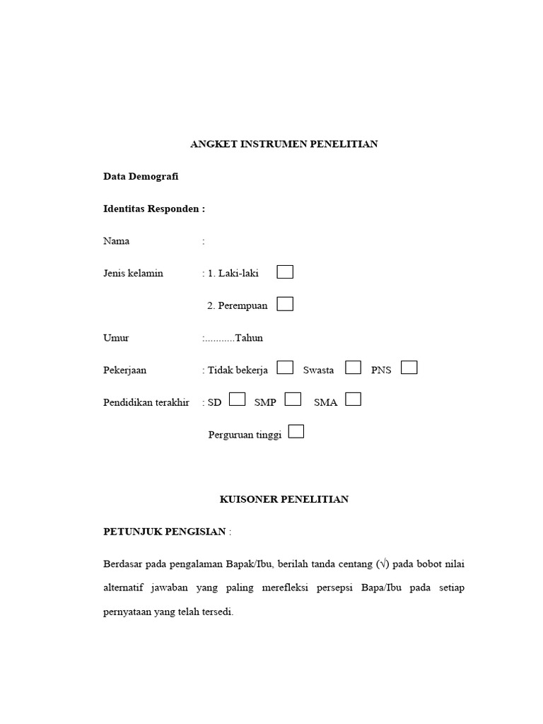 Angket Instrumen Penelitian | PDF