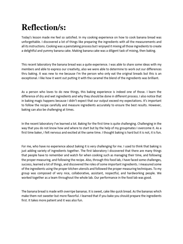 Reflection | PDF | Baking | Breads