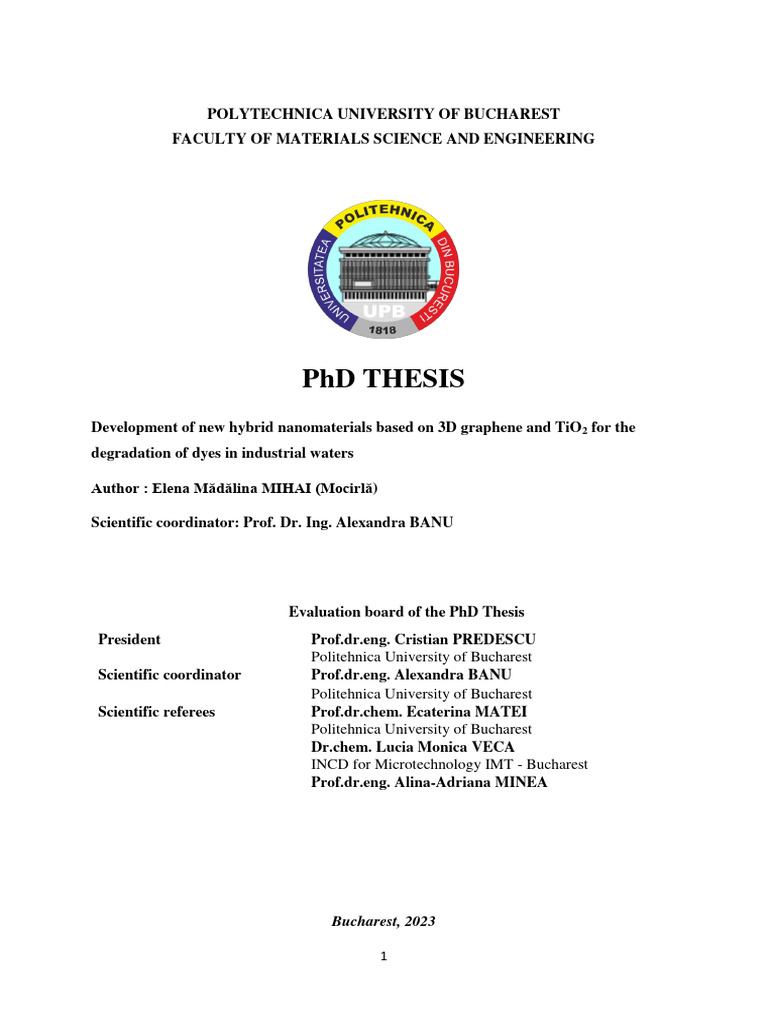 REZUMAT-TEZA Mocirla EN | PDF | Titanium Dioxide | Graphene
