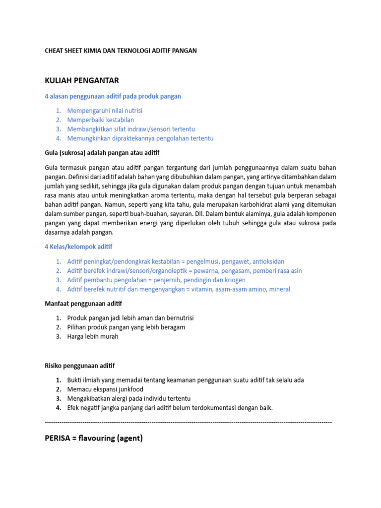 Kimia Dan Teknologi Aditif Pangan | PDF