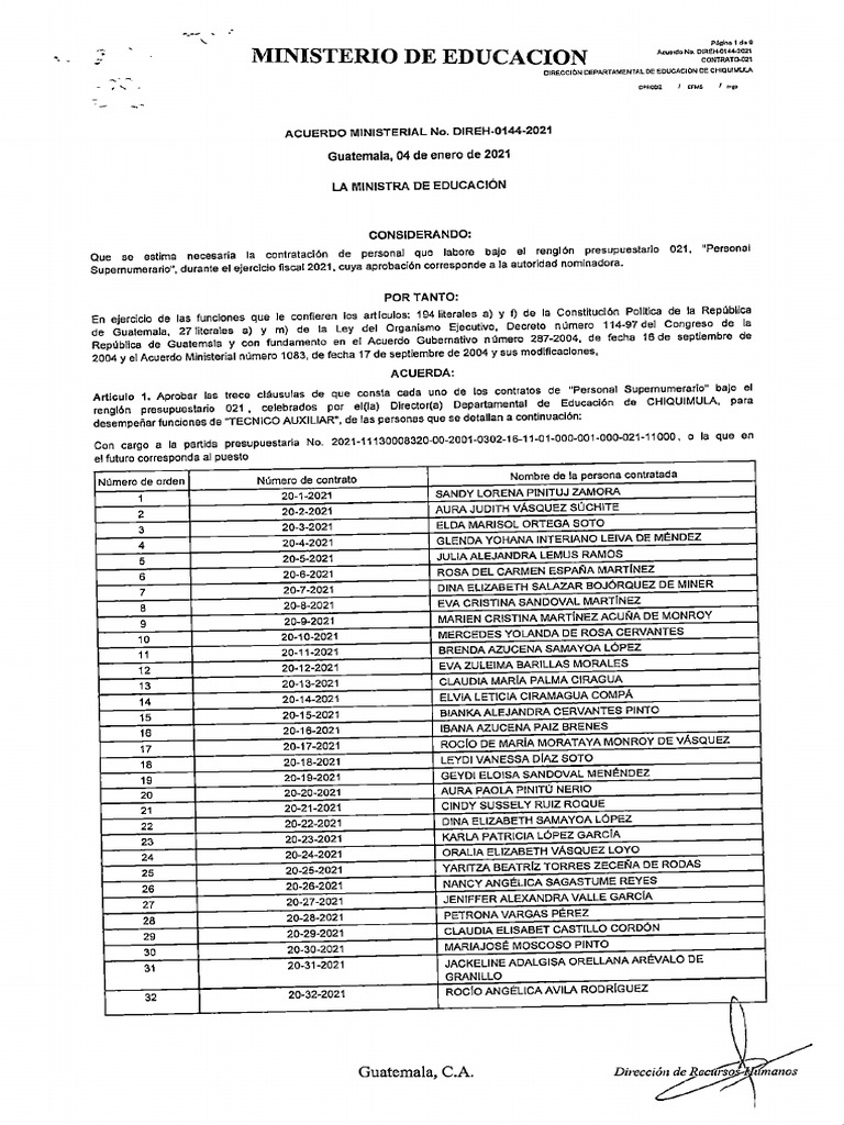 Acuerdo Ministerial DIREH-0144-2021 - 210822 - 154649 | PDF