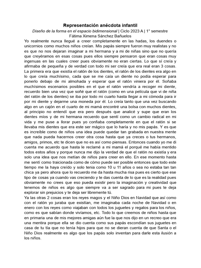 Anécdota Infantil - Diseño | PDF