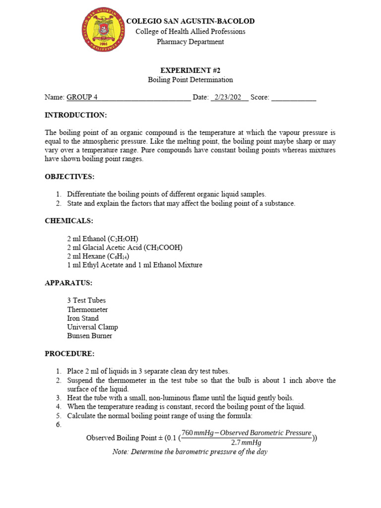Org Chem Exp 2 Boiling Point | PDF