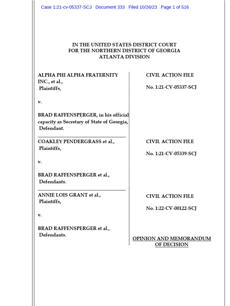 Georgia Voting Rights Ruling | PDF | Complaint | Summary Judgment