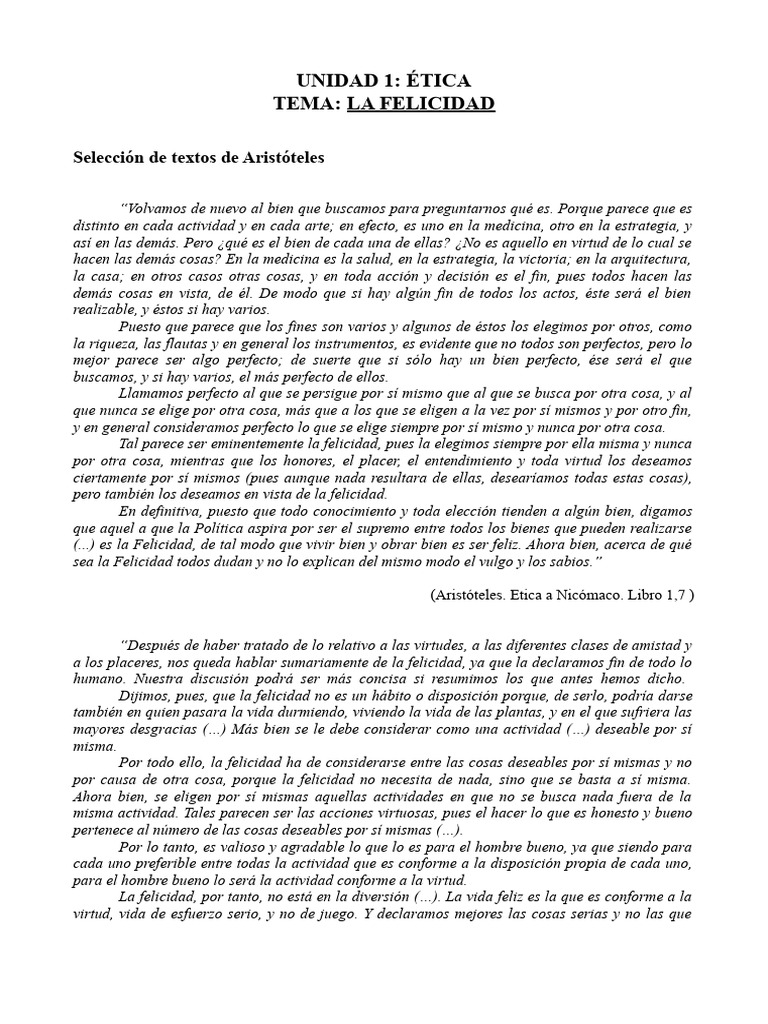 Aristoteles - La Felicidad | PDF | Felicidad | Virtud