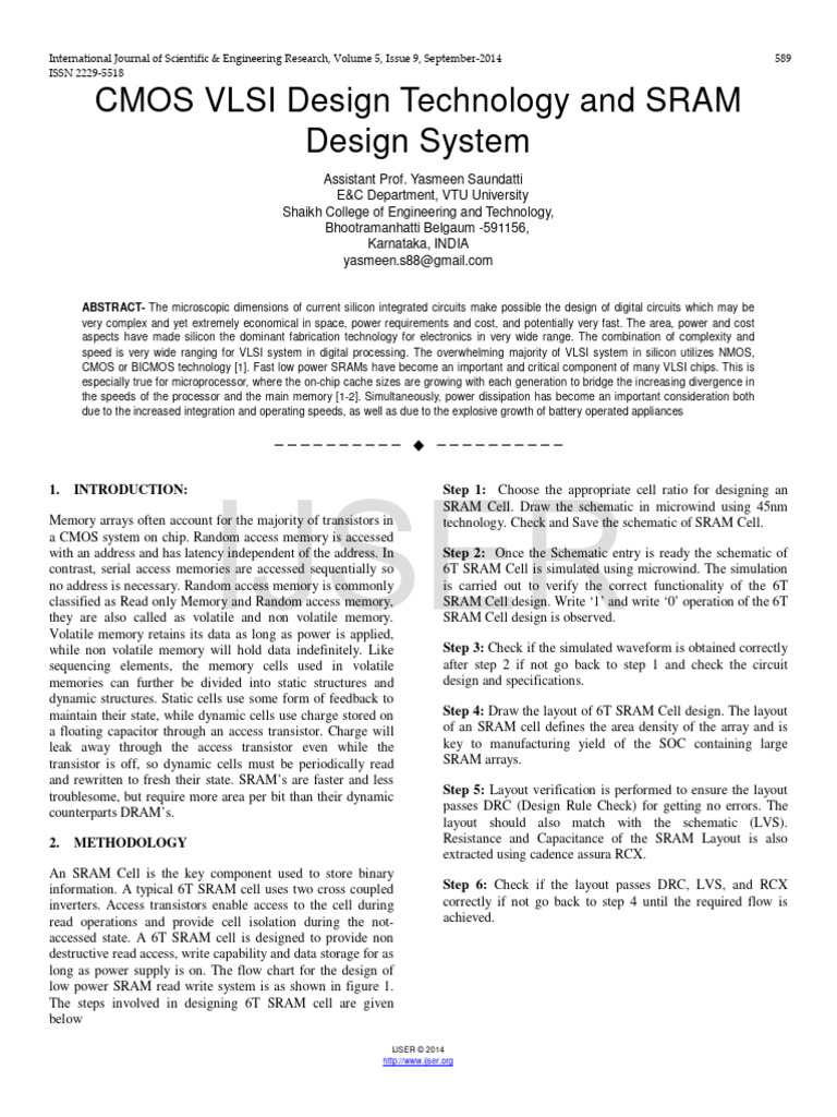 CMOS VLSI Design Technology and SRAM Design System | PDF