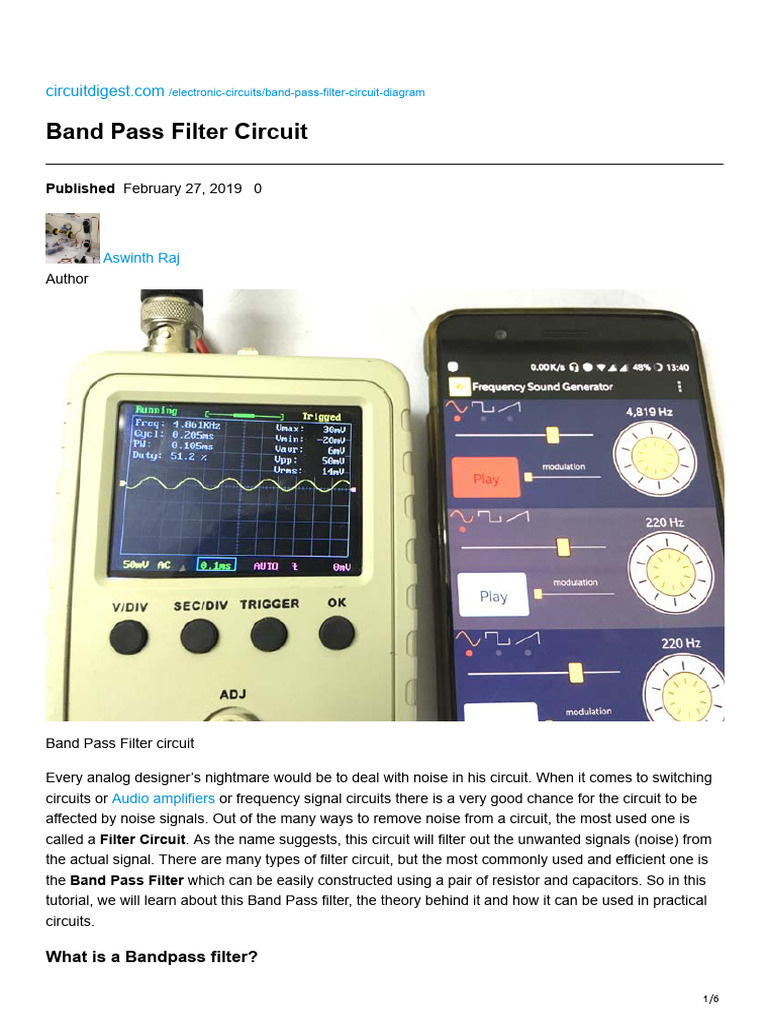 Band Pass Filter Circuit | PDF | Electronic Filter | Passivity (Engineering)