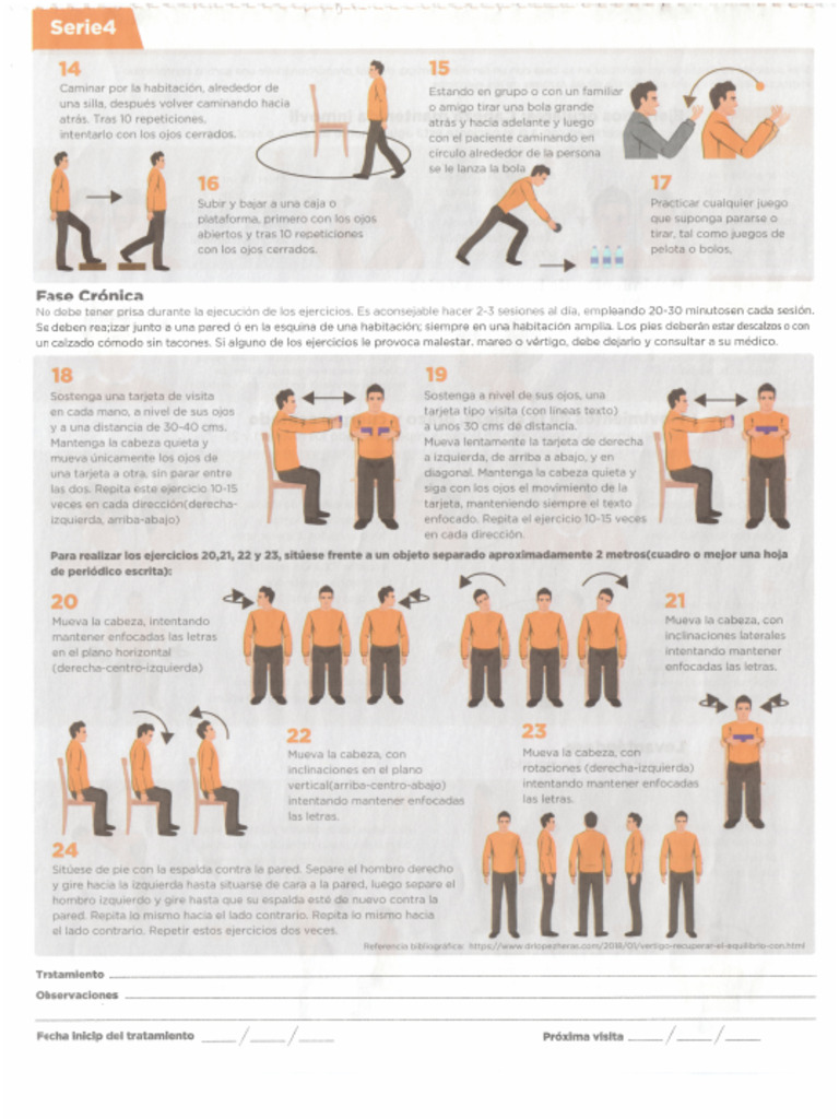 Ejercicios para Reeducación Vestibular 02 | PDF
