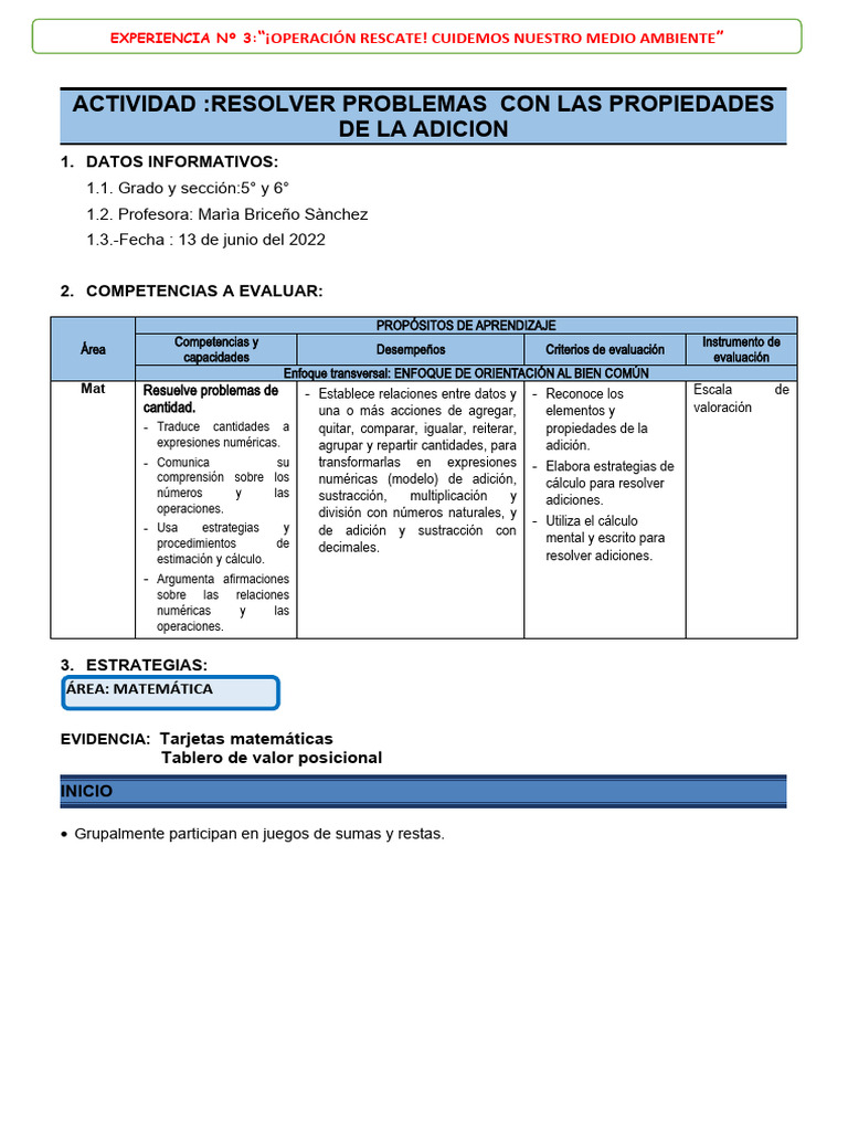 ActividaD Matematica 3ERO | PDF | Aritmética | Matemática Elemental