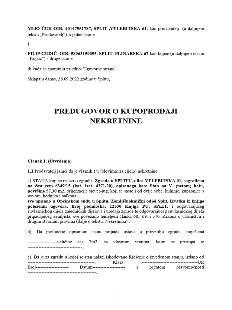 Predugovor Velebitska | PDF