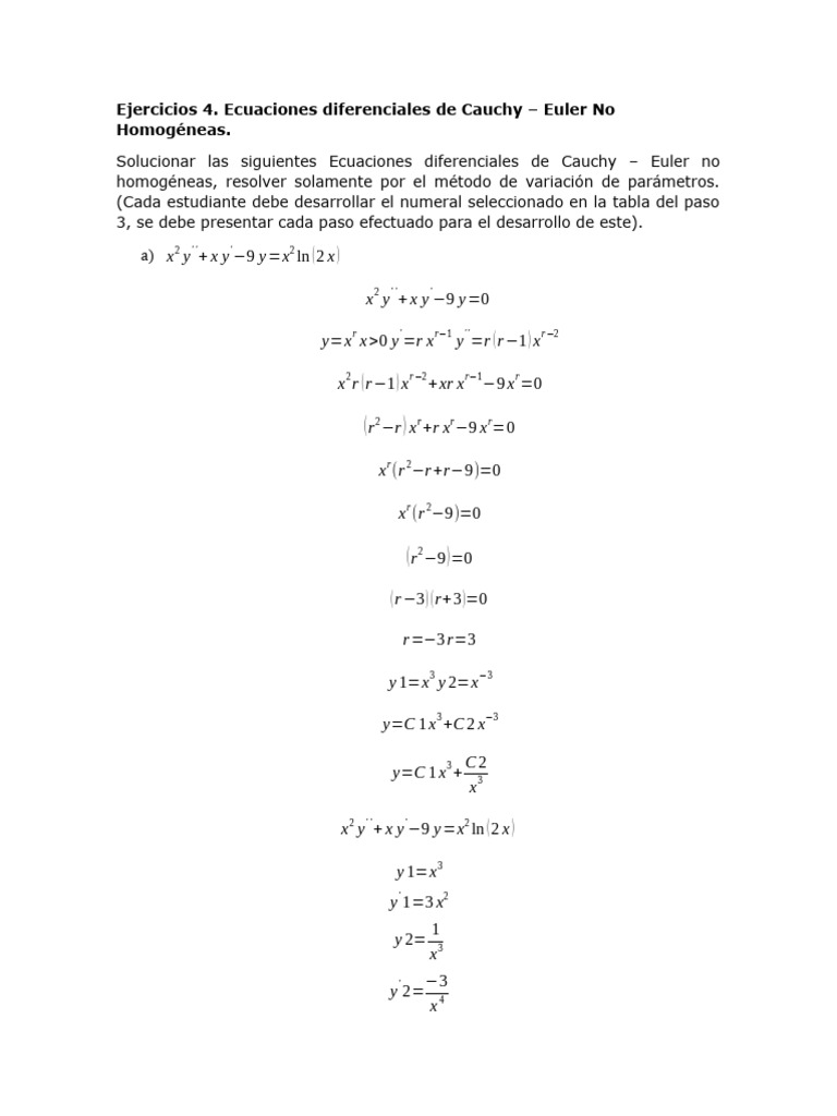 Ecuaciones Cauchy-Euler Avanzadas | PDF | Ecuaciones diferenciales | Álgebra