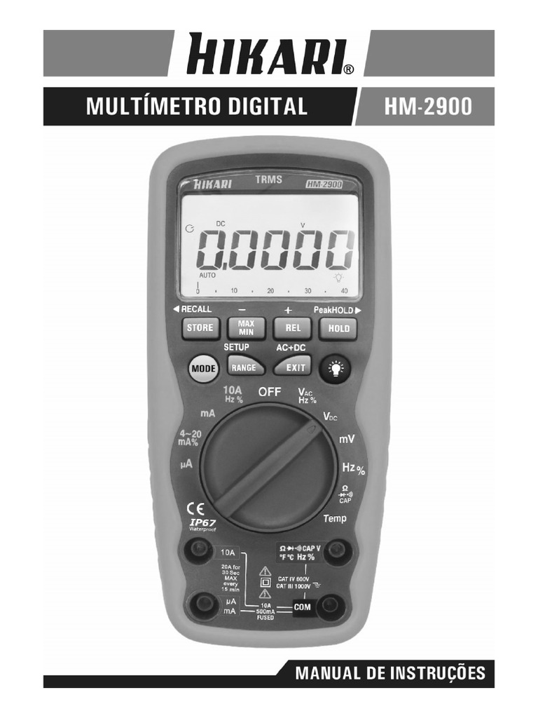 21N053 Manual Multimetro Digital HM 2900 | PDF | Rede elétrica | Fusível (elétrico)