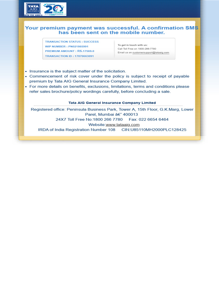 Tata AIG Insurance | PDF