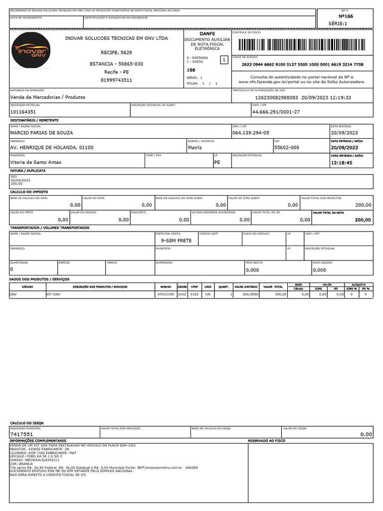 Nota Fiscal de Produto Quh2j61 | PDF | Recibo | Serviços financeiros