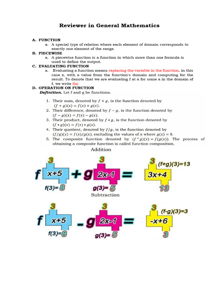 Overview of Mathematical Functions | PDF | Function (Mathematics) | Asymptote