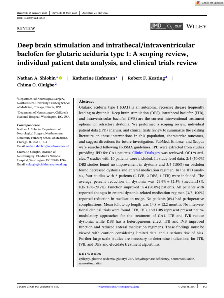 Nathan A Shlobin Deep Brain Stimulation and | PDF | Dystonia ...