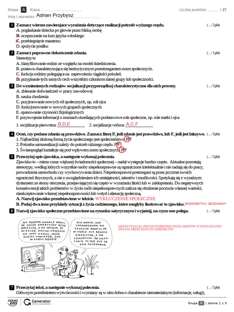 Test-R1 Wos Człowiek I Społ | PDF