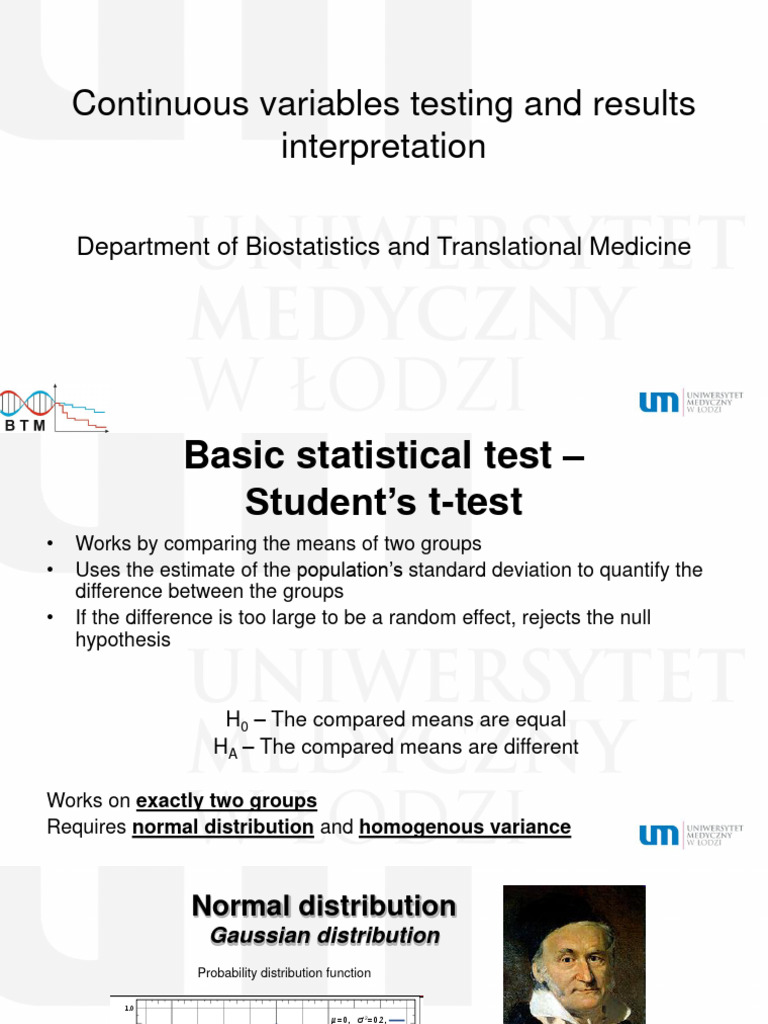Continuous Variables Testing and Results Interpretation - Lecture 3 ...