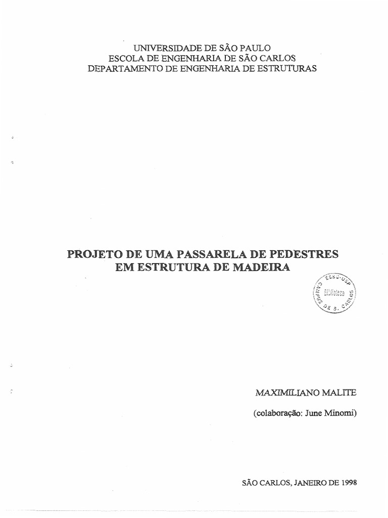 Malite ProjetoPassarelaPedestresEstruturaMadeira | PDF | Treliça | Madeira